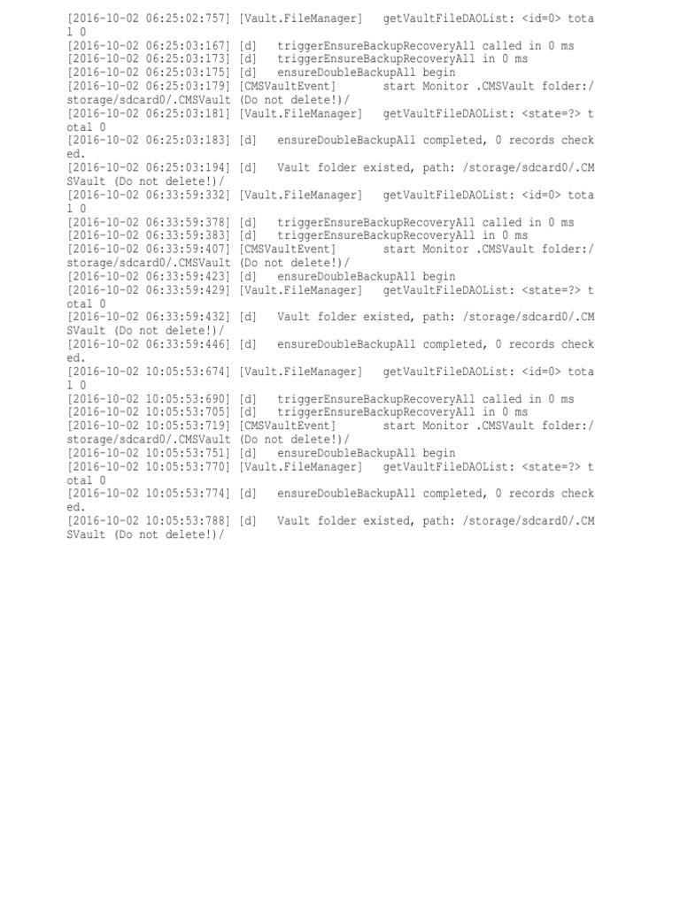 CMSVault Backup Monitoring Logs | PDF