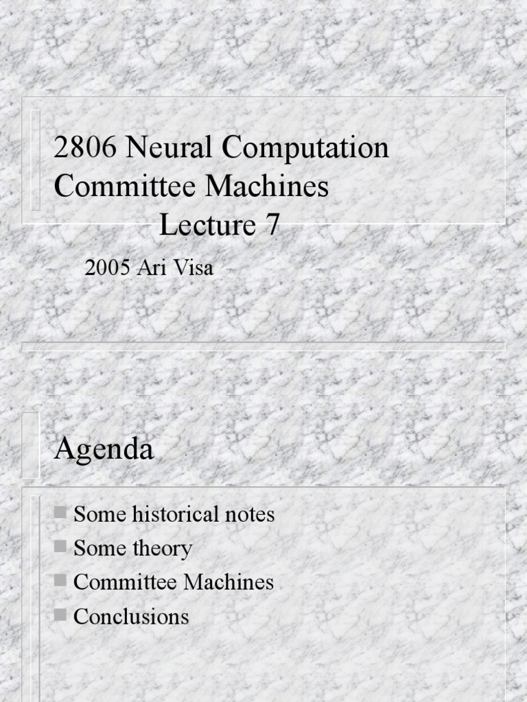 2806 Neural Computation Committee Machines: 2005 Ari Visa | PDF | Machine Learning ...