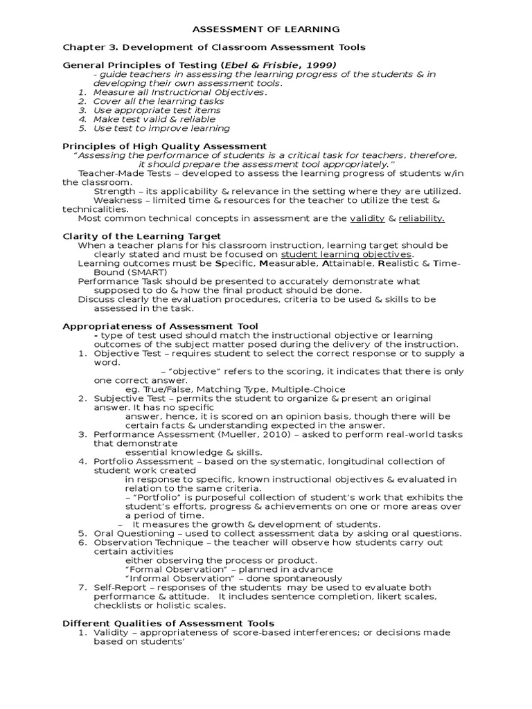 Assessment of Learning | PDF | Educational Assessment | Evaluation Methods