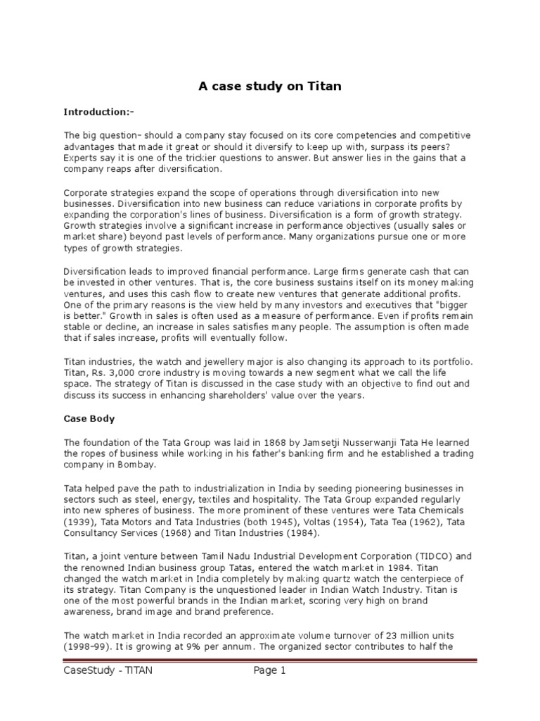A Case Study On Titan | PDF | Strategic Management | Brand