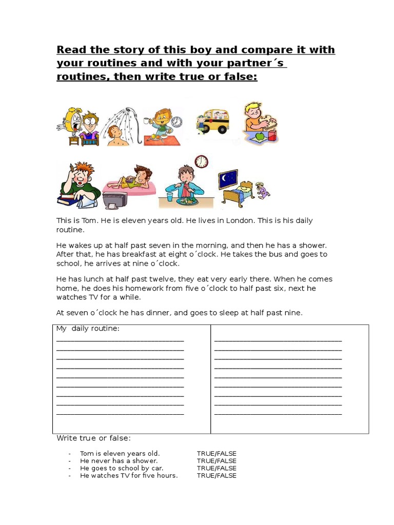 7117 Daily Routines Story and Activities | PDF