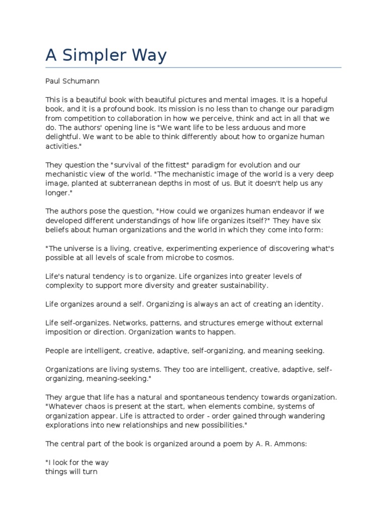 A Simpler Way | PDF | Emergence | Self