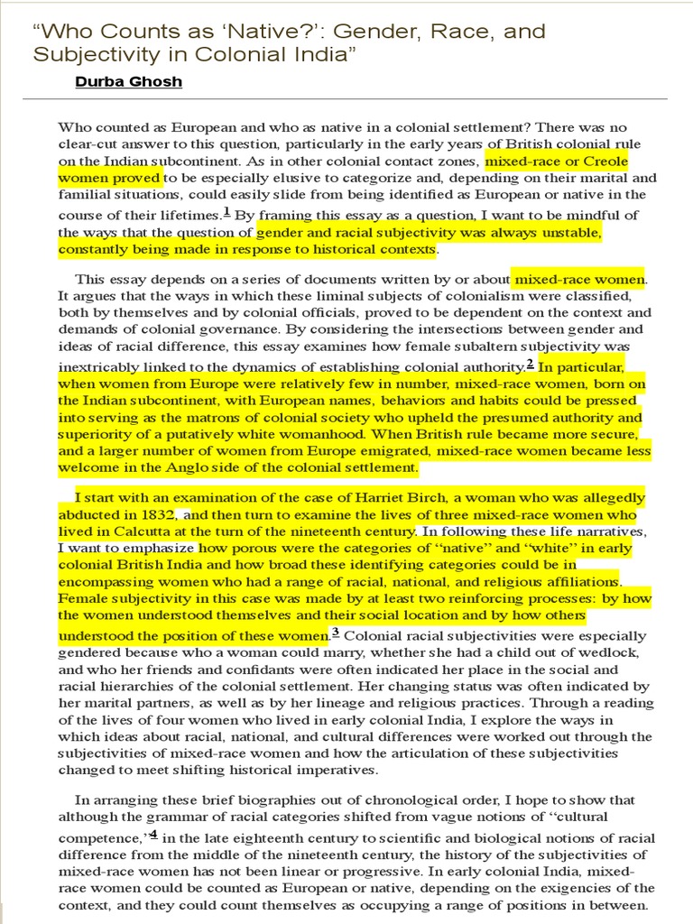 Durba Ghosh - Who Counts As 'Native - ' - Gender, Race, and ...