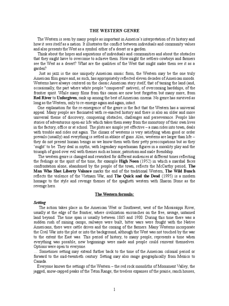 The Western Formula | PDF | Western (Genre) | Gunfighter