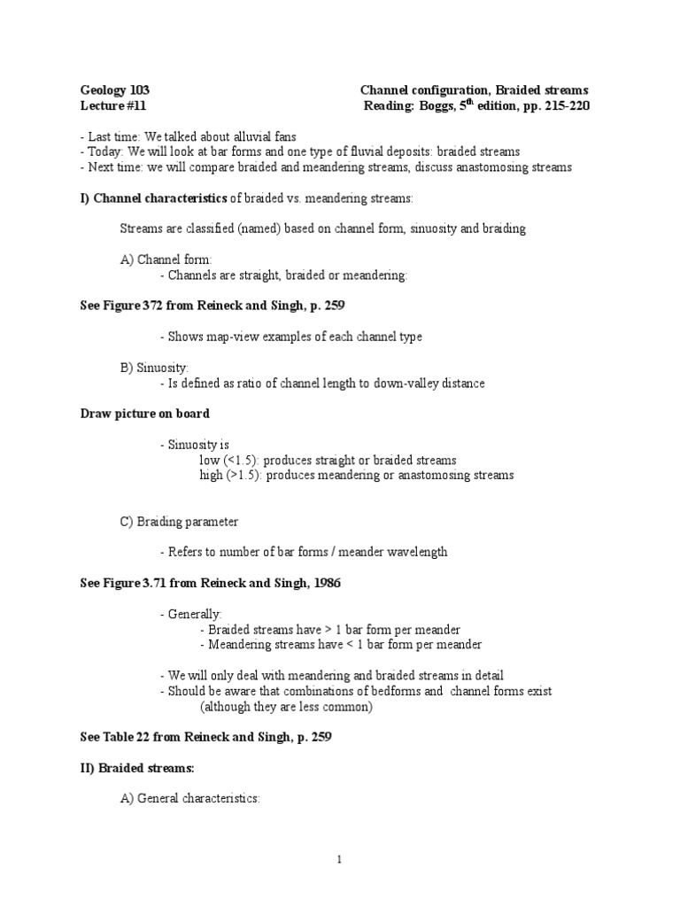 Braided Streams: Channel Characteristics | PDF | Deposition (Geology ...