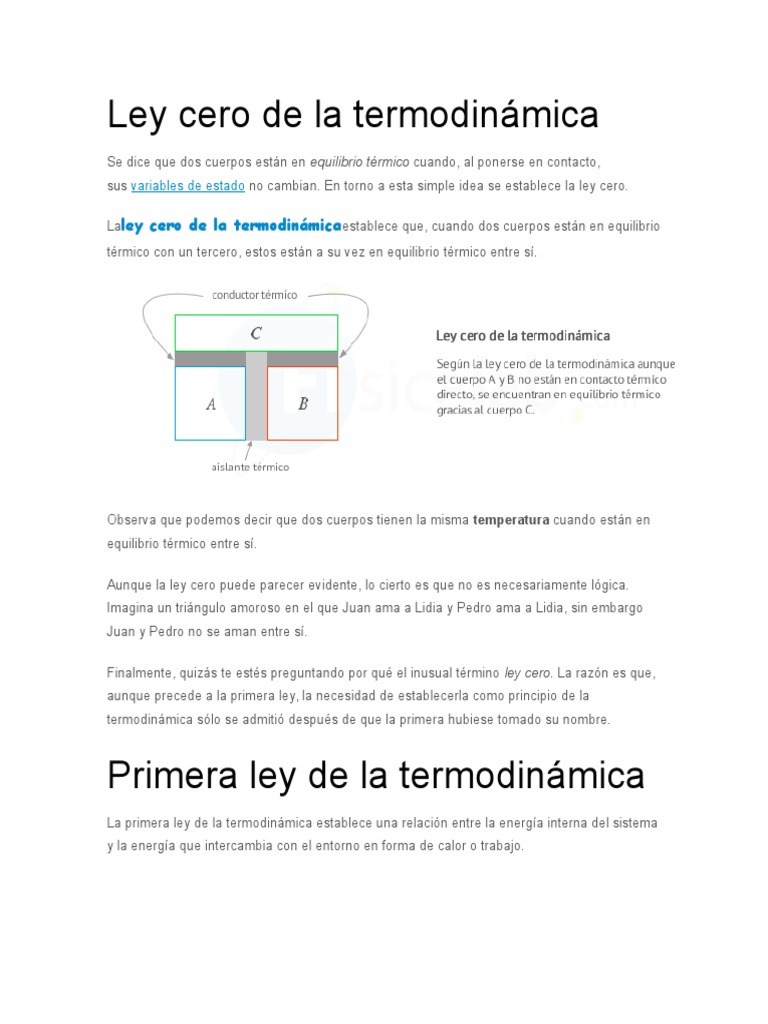Ley Cero de La Termodinámica | PDF | Termodinámica | Calor