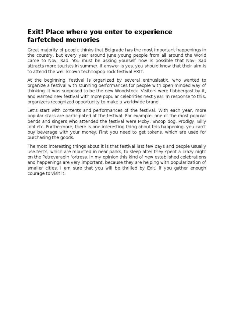 Exit! Place Where You Enter To Experience Farfetched Memories | PDF