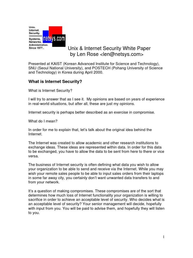 Unix & Internet Security White Paper | PDF | File Transfer Protocol ...