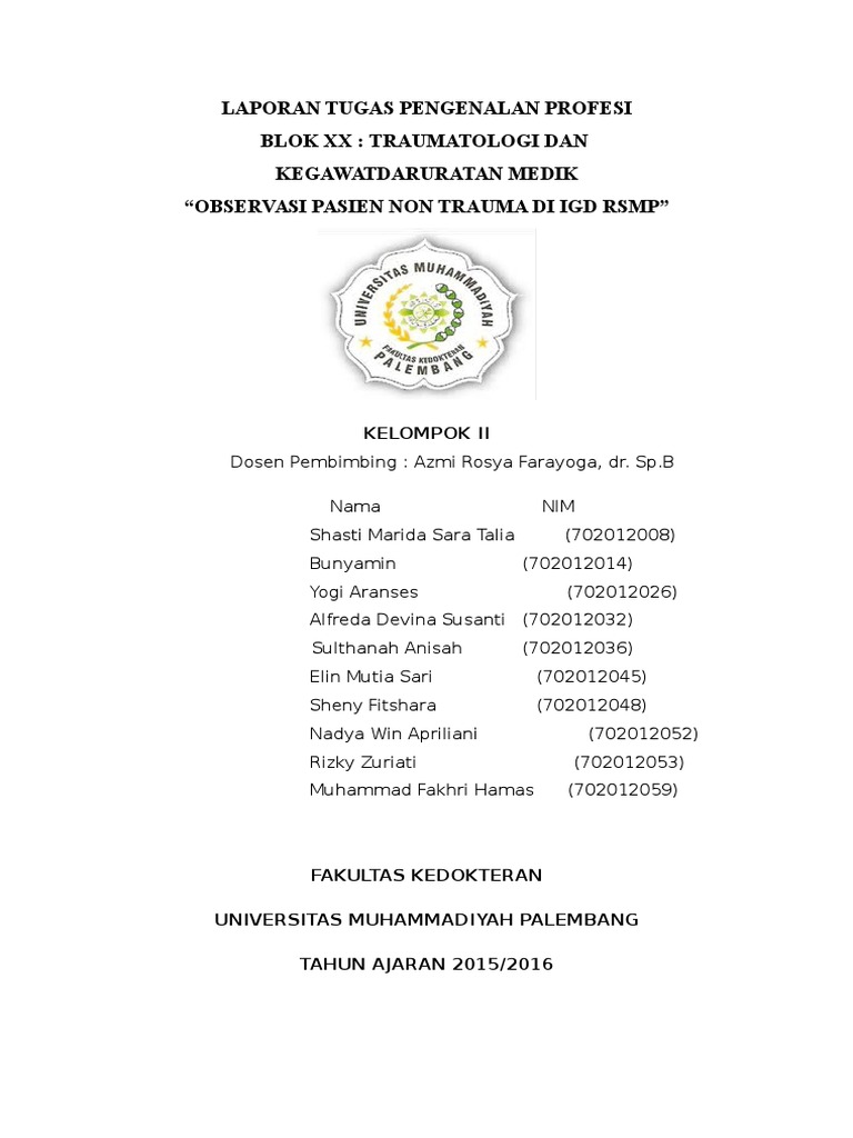 Laporan TPP Blok 20 Cover | PDF