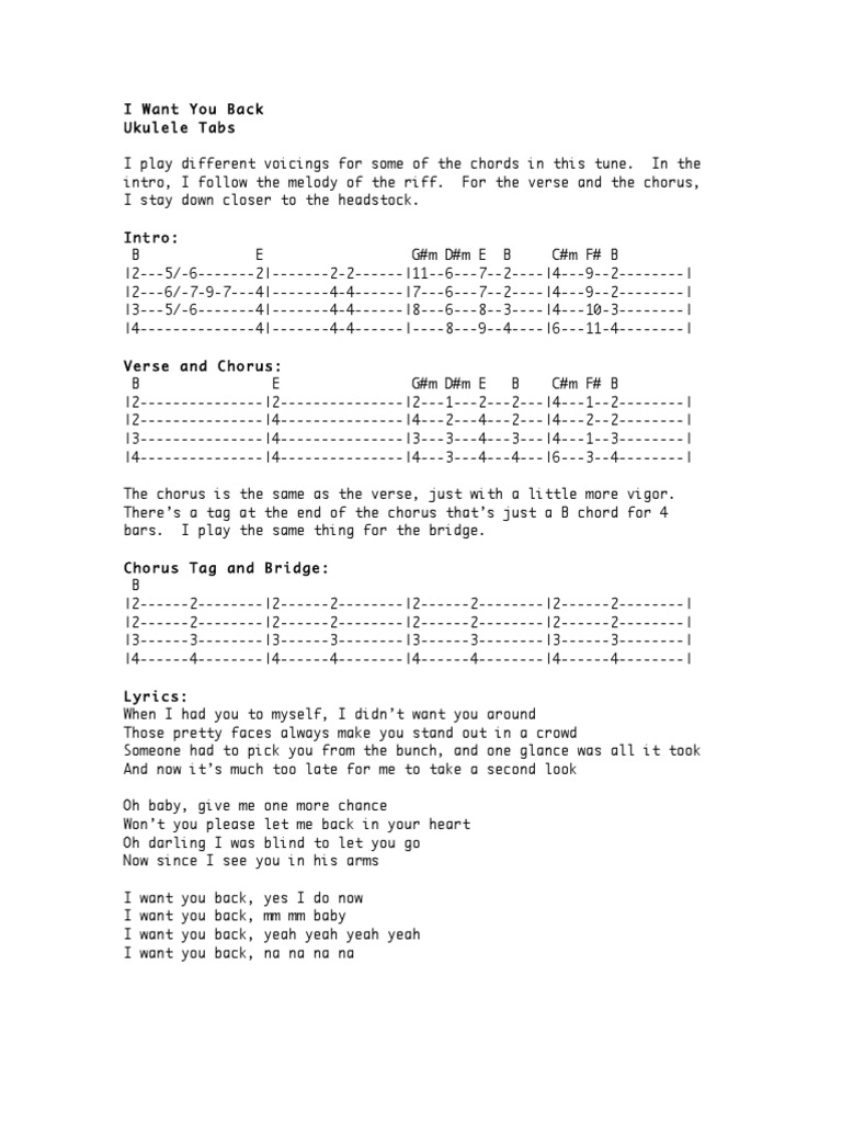 i-want-you-back | Song Structure | Songs