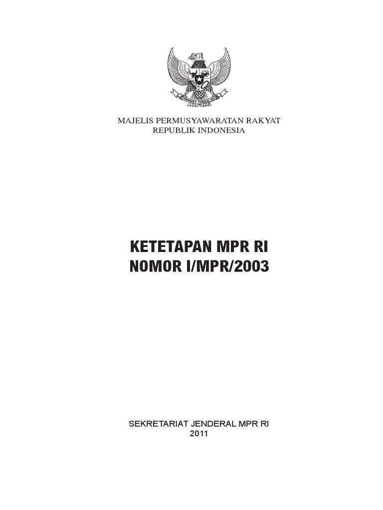 Tap MPR Nomor 1 Tahun 2003 PDF | PDF