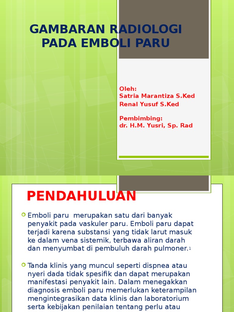 Gambaran Radiologi Pada Emboli Paru | PDF | Kesehatan Holistik