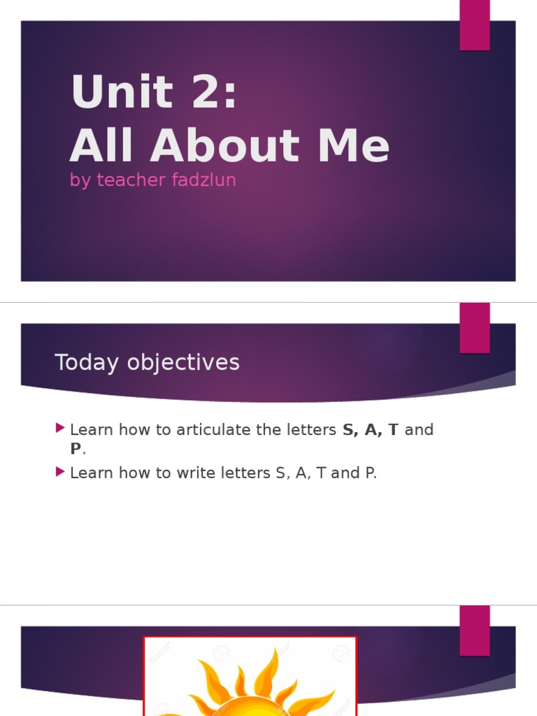 Unit 2: All About Me: by Teacher Fadzlun | PDF | Language Arts ...