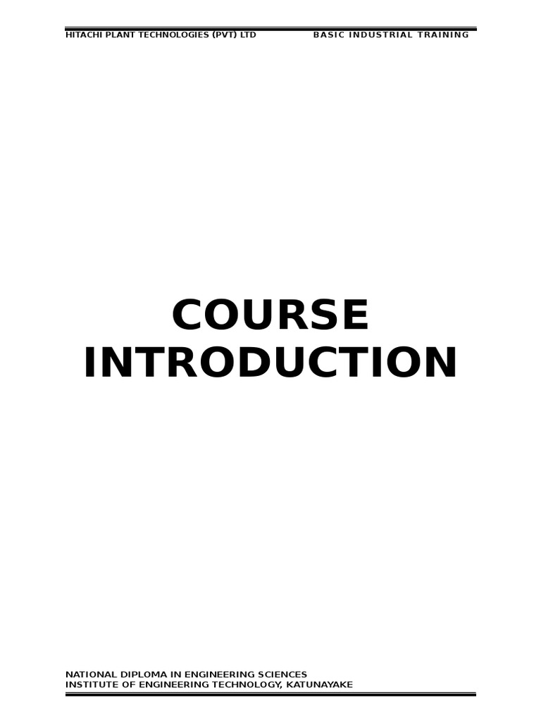 Course Intro | PDF | Apprenticeship | Institute Of Technology