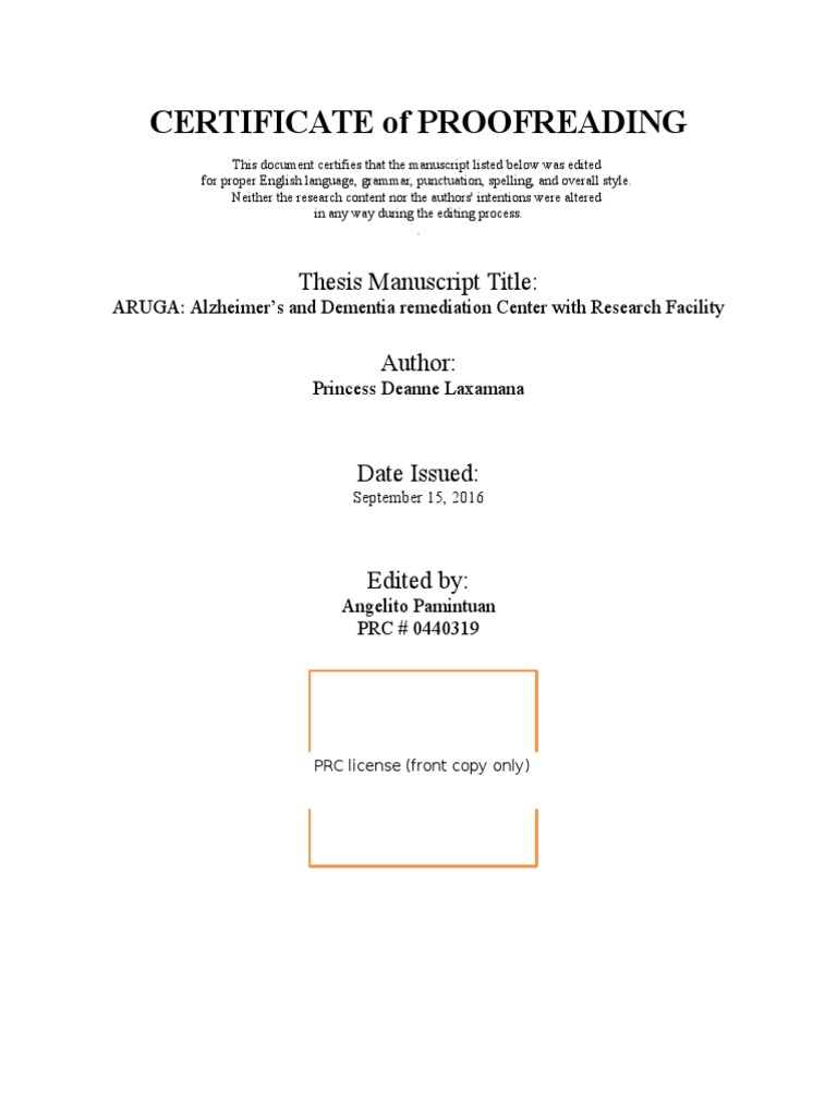 Certification For Proofreading | PDF