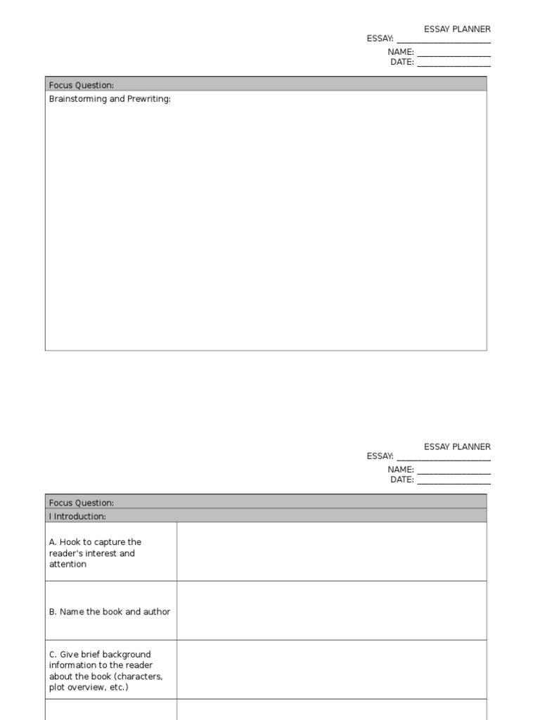 Essay Planning Template Guide | PDF