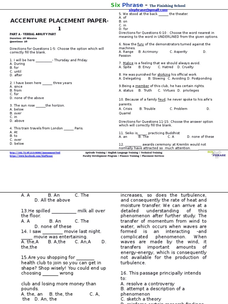 Accenture Question Paper 1 | PDF | Ratio | Water Vapor