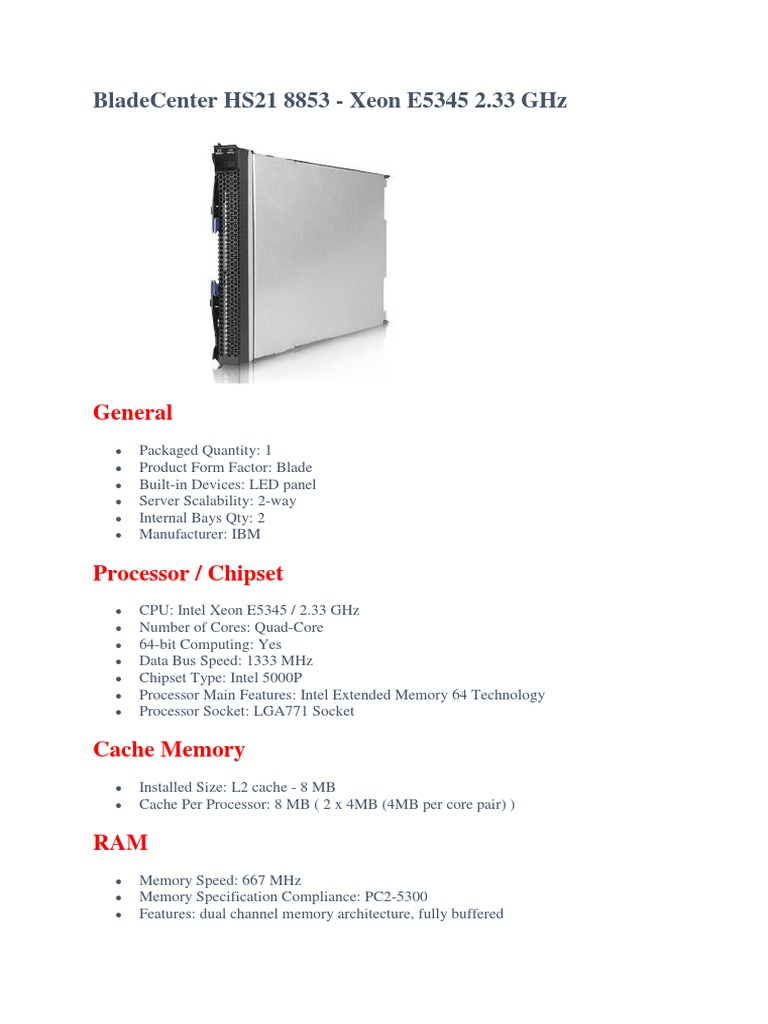 IBM Blade HS21 Datasheet | PDF