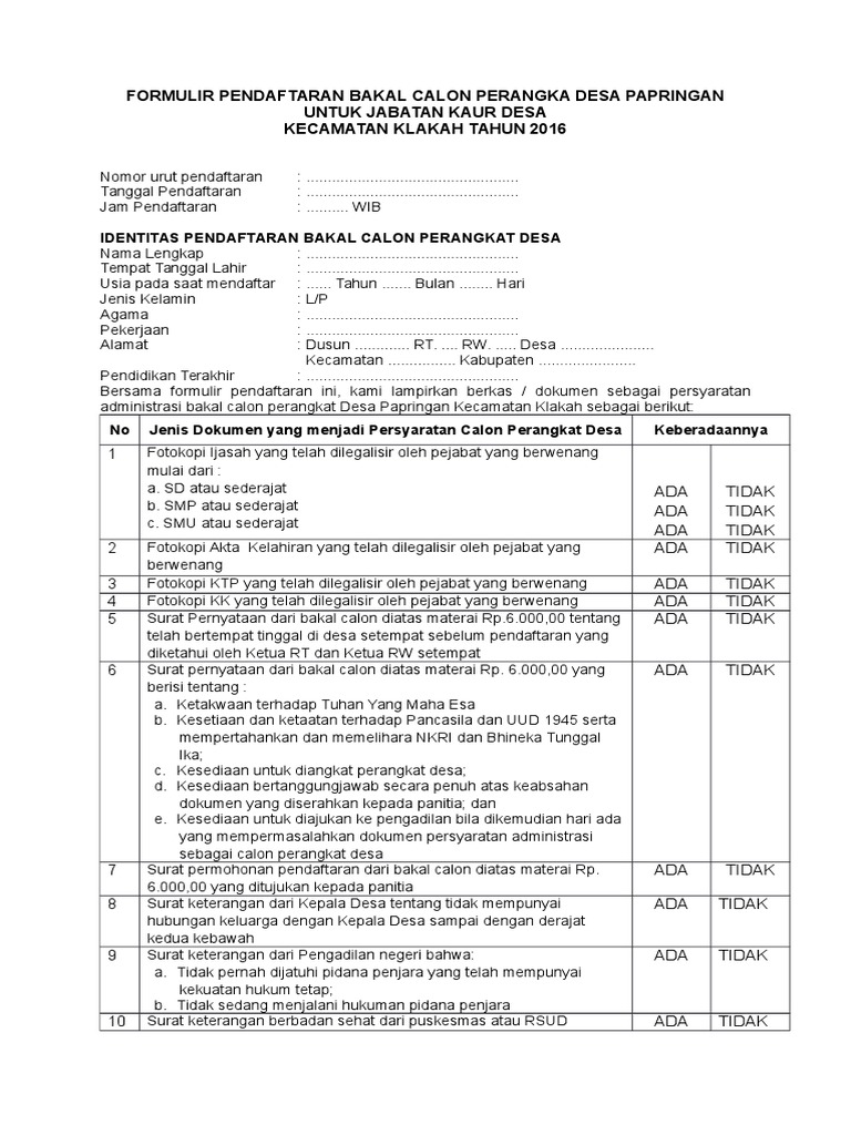 Formulir Permohonan | PDF