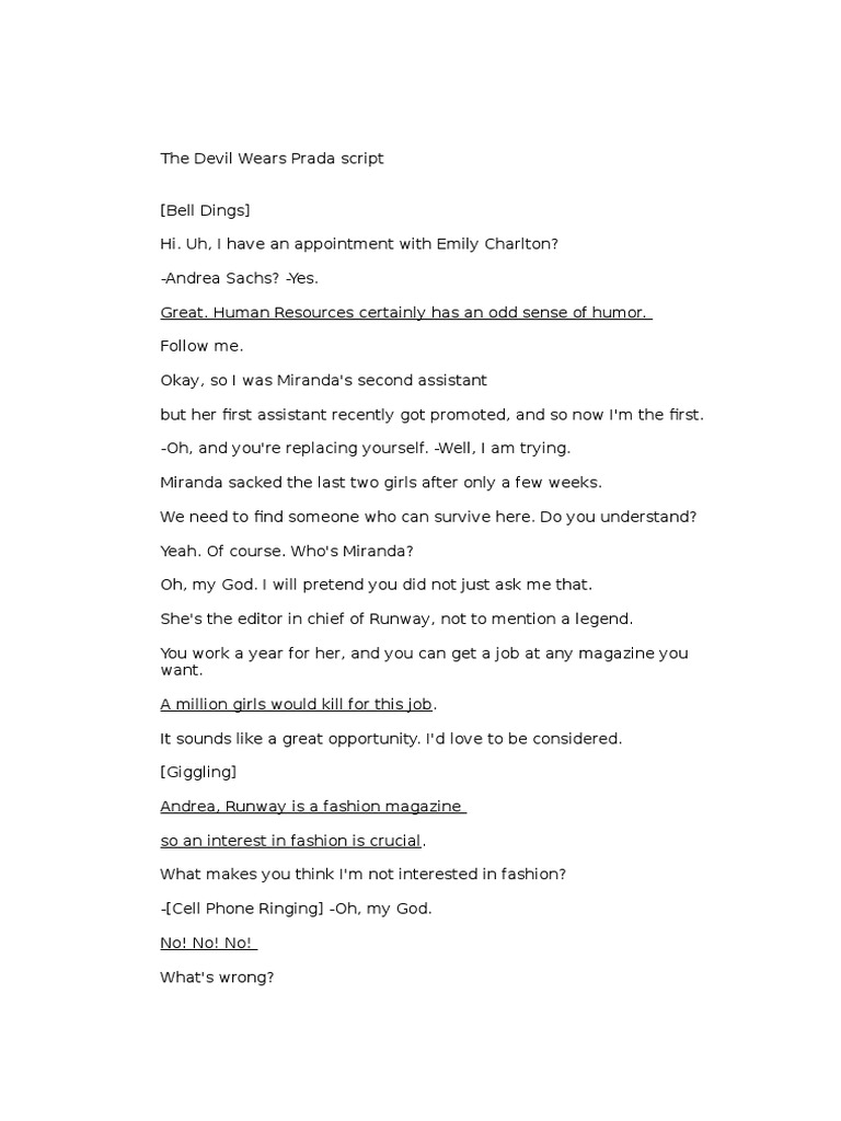 The Devil Wears Prada script.doc | Fashion | Clothing