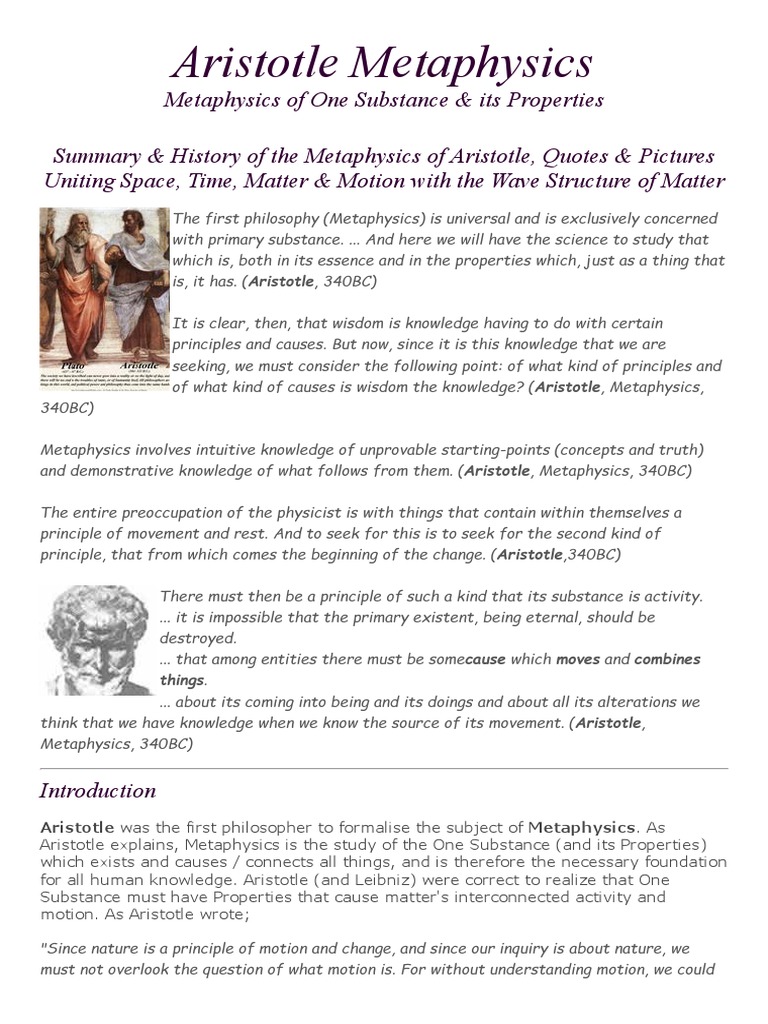 Aristotle Metaphysics_ One Substance | Metaphysics | Aristotle