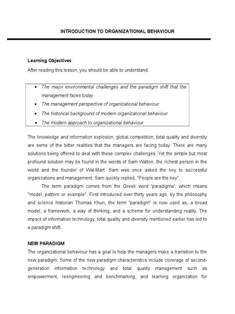 Introduction To Organizational Behaviour | PDF | Organizational ...