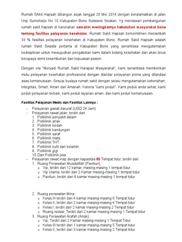 Hospot Rs Hapsah Fix | PDF | Kesehatan Holistik