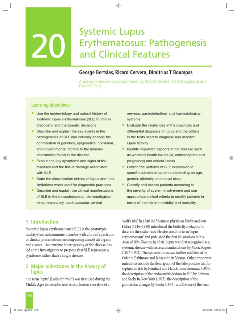 SLE Pathogenesis, Clinical Features | PDF | Systemic Lupus ...
