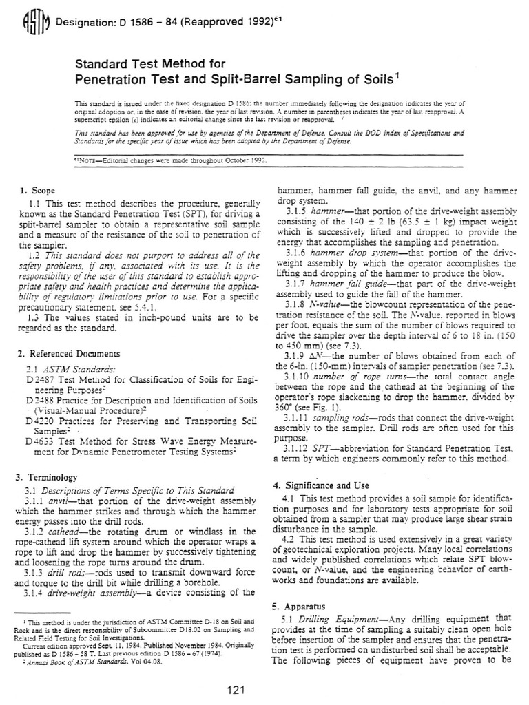 Astm D1586 | PDF | Drilling Rig | Drilling