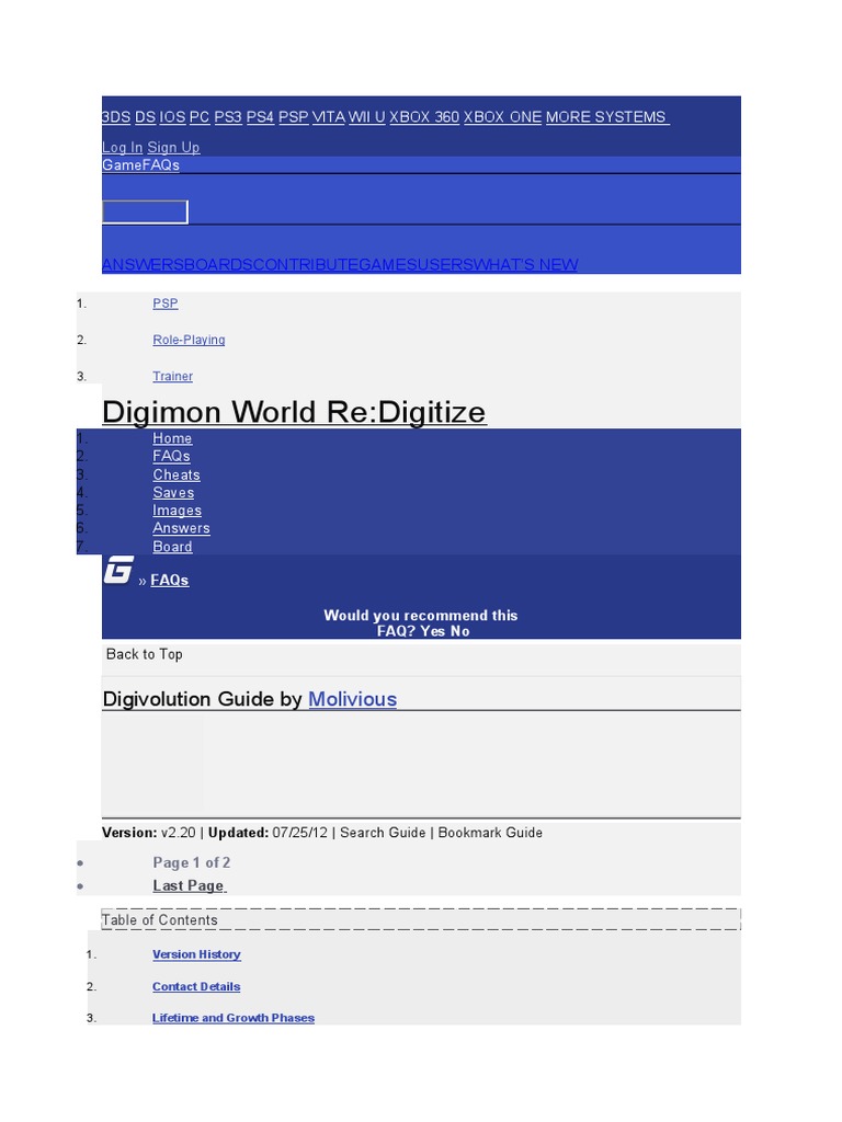 Digimon World Re:Digitize: Digivolution Guide by | PDF | Entertainment ...
