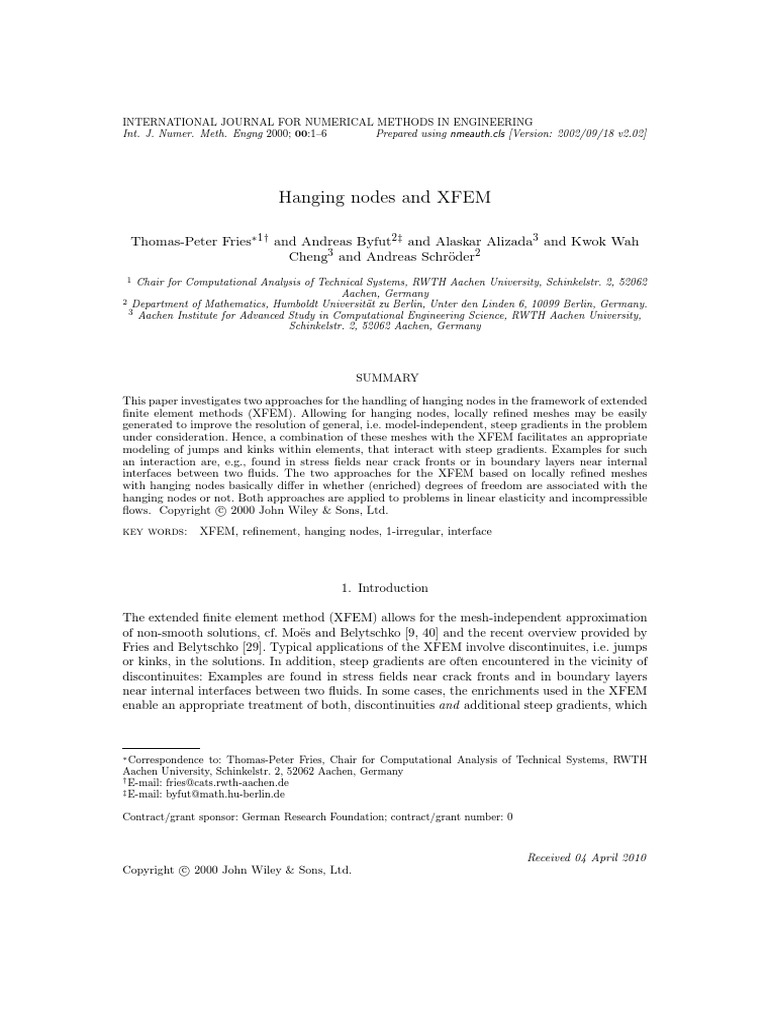 02 Hanging Nodes and XFEM | PDF | Finite Element Method | Deformation ...