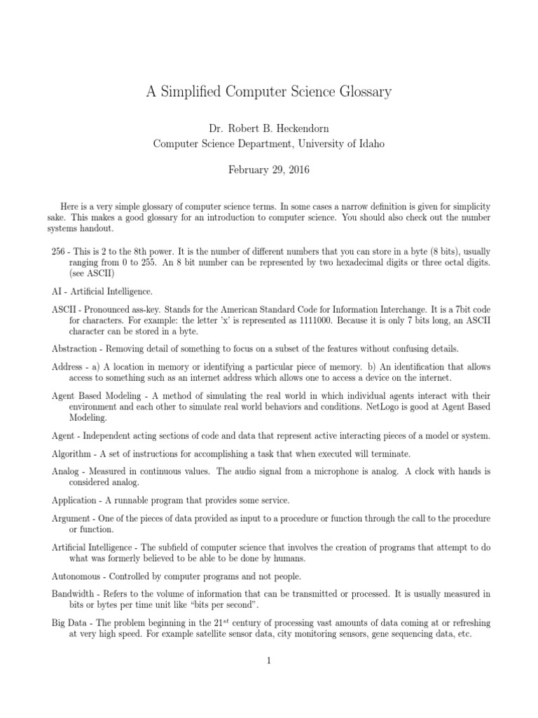 Computer Science Terms Dictionary Glossary | PDF | Central Processing ...