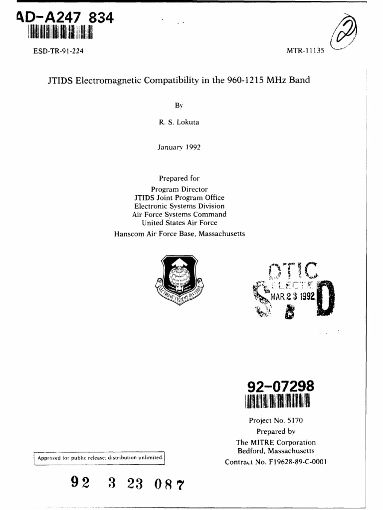 JTIDS Electromagnetic Compatibility in The 960-1215 MHZ Band | Download ...