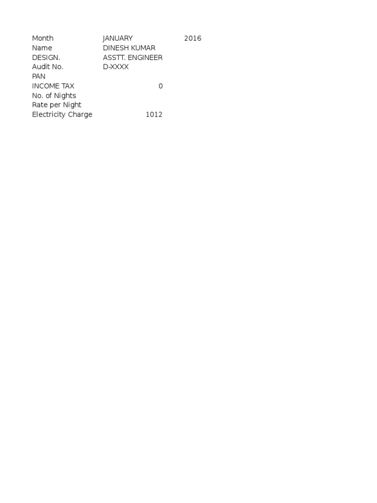 UPPCL Pay Bill Format for January 2016 | PDF