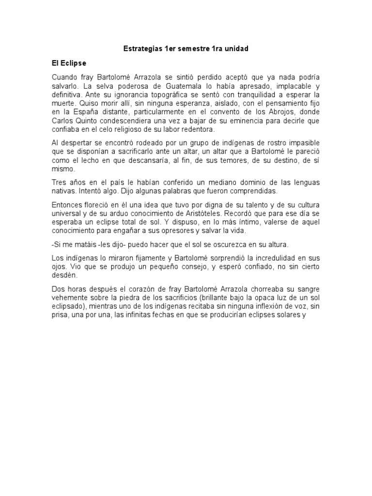 Respuestas A Las Preguntas Del Cuento El Eclipse | PDF | Civilización maya | Guatemala