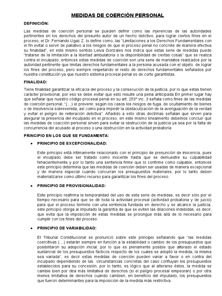Medidas de Coerción Personal: Definición y Principios | PDF | Castigos ...