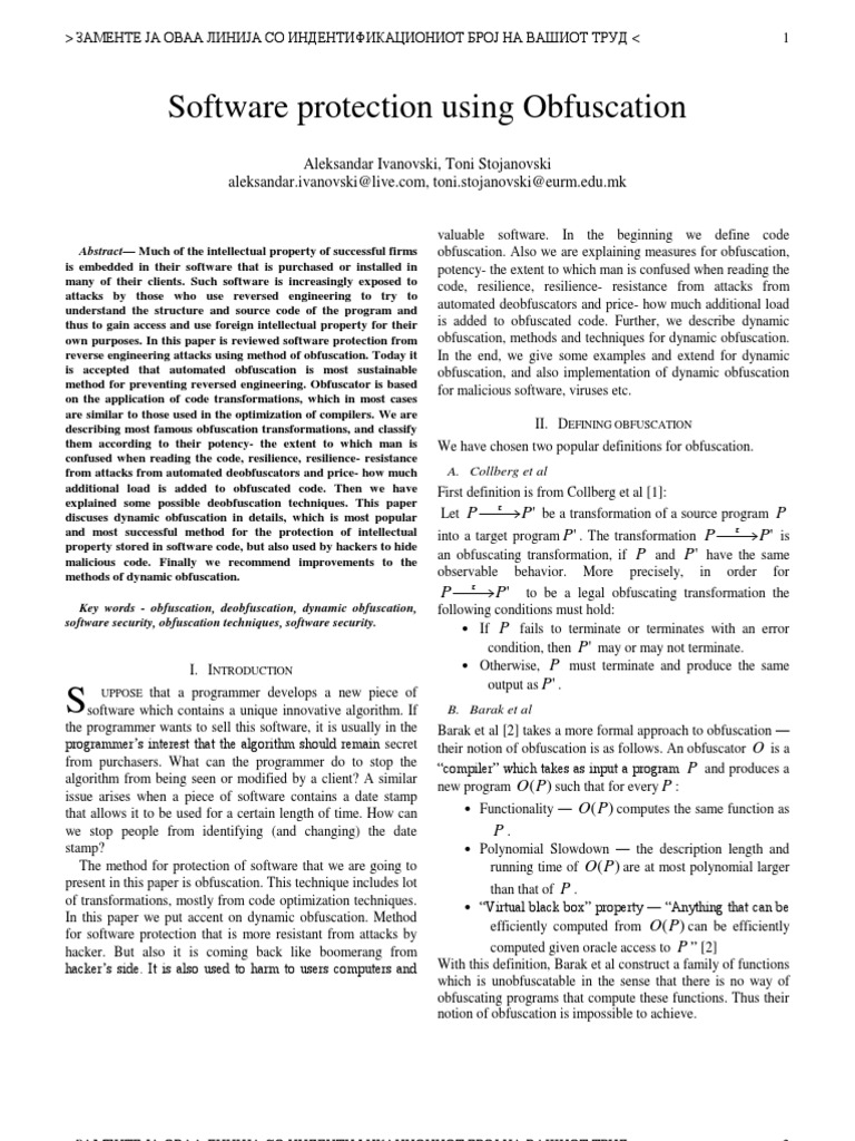 Software Protection Using Obfuscation | PDF | Malware | Source Code