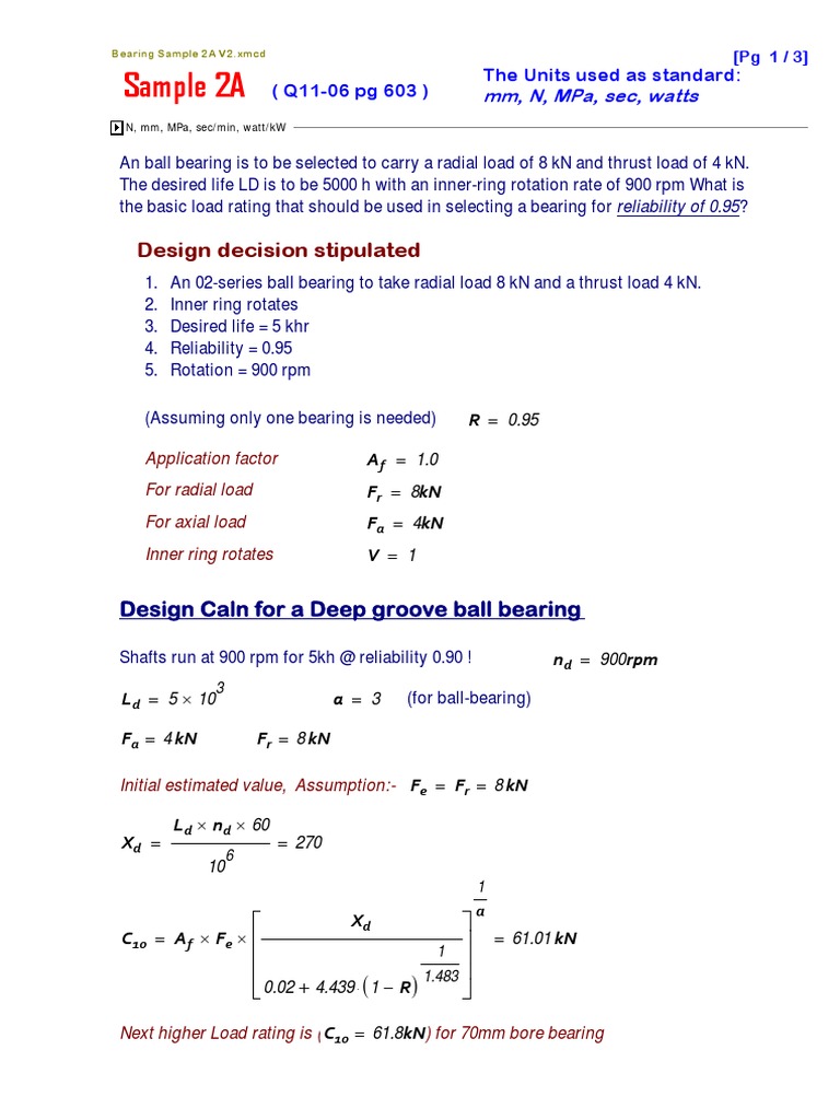 Bearing Selection - Bearing Sample 2A V2 | PDF