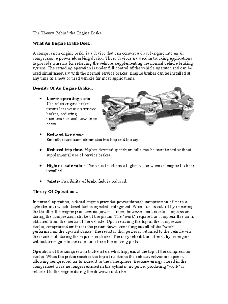 The Theory Behind The Engine Brake | PDF | Piston | Brake