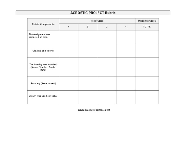 Acrostic Rubric | PDF