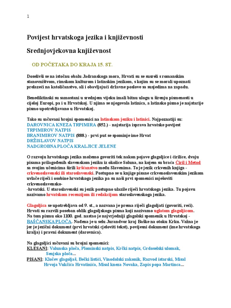 Povijest Hrvatskoga Jezika | PDF