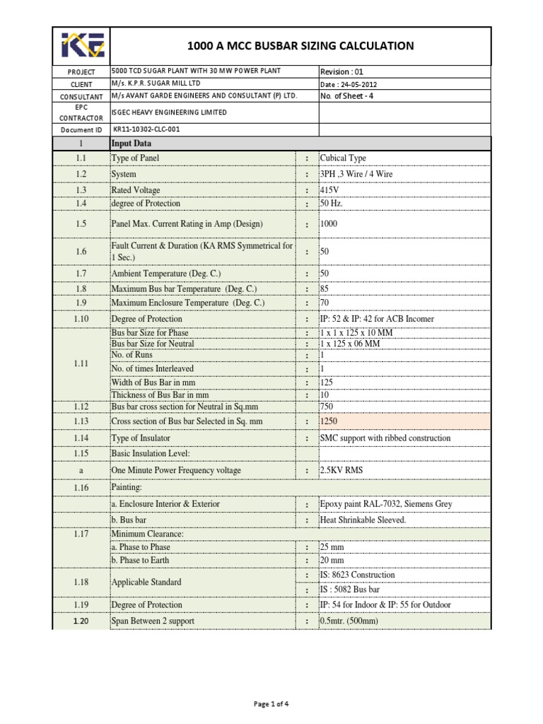 MCC Busbar Size | PDF | Electricity | Electromagnetism