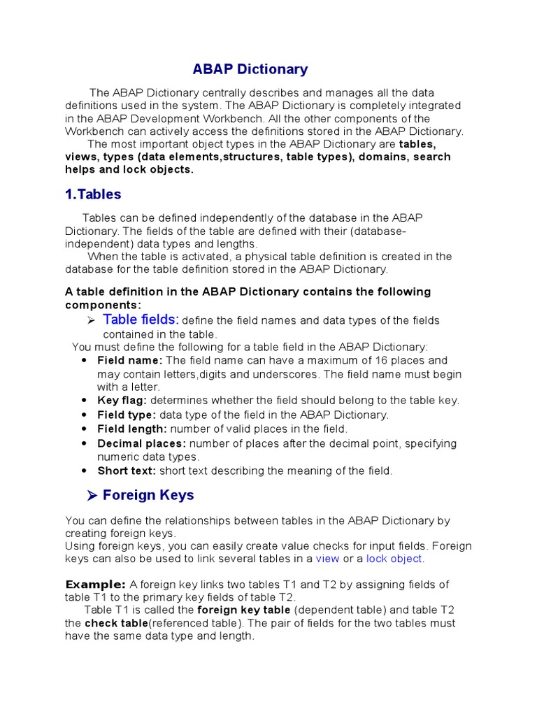 ABAP Dictionary | PDF | Database Index | Data Type