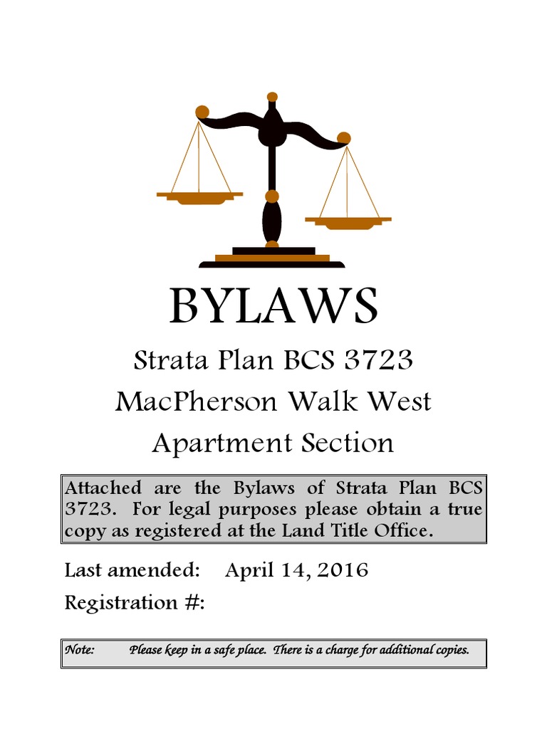 Bylaws for Strata Plan BCS 3723 | PDF | Flooring | Apartment