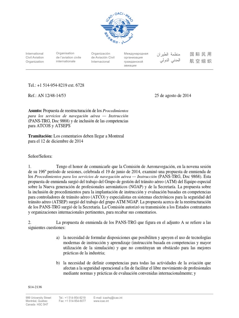 Enmienda Pans TRG (Doc 9868) | PDF | Simulación | Aviación