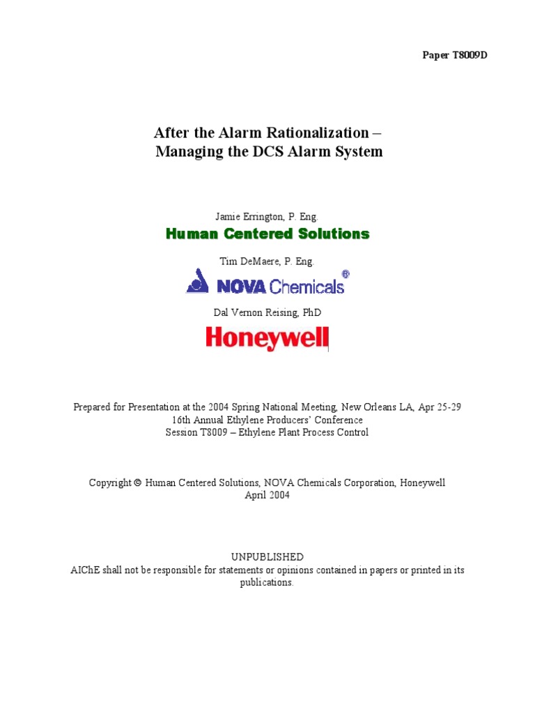 After The Alarm Rationalization - Managing The DCS Alarm System | PDF ...
