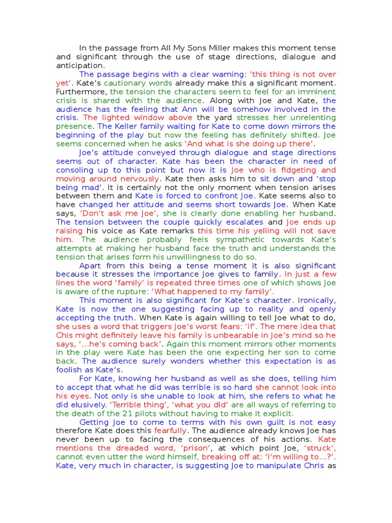 Passage Based Essay All My Sons | PDF | Tragedy | Science