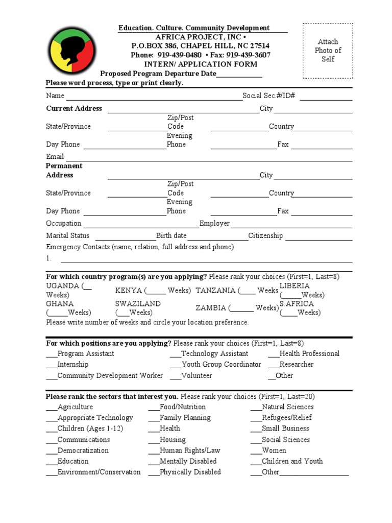 Volunteer in Africa Application Form | PDF | Volunteering | Kenya