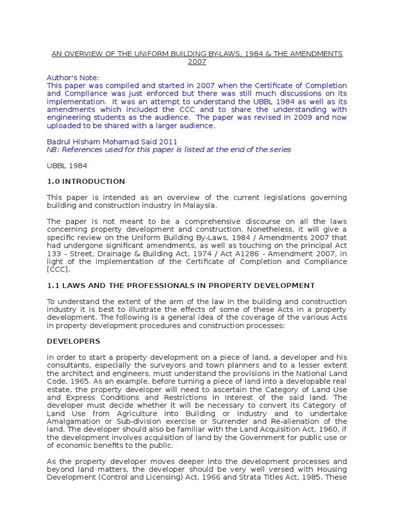 An Overview of The Uniform Building by Laws | PDF | Structural Load ...
