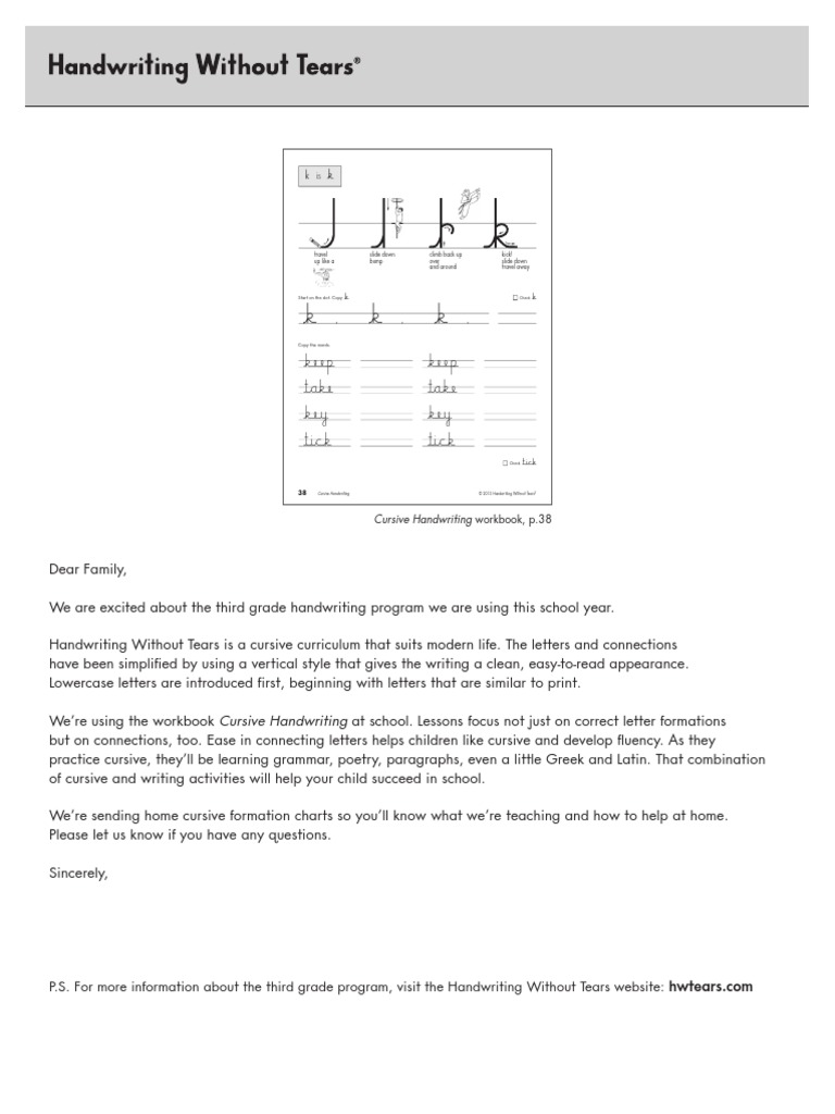3rd Grade Letter For Handwriting Without Tears | PDF | Text | Writing